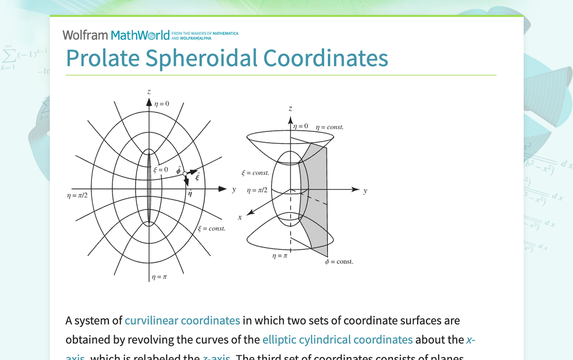 Prolate Spheroidal Coordinates -- from Wolfram MathWorld