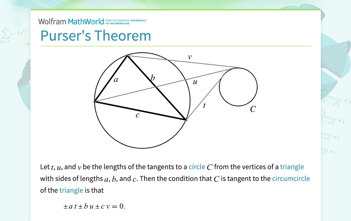 Purser's Theorem -- from Wolfram MathWorld
