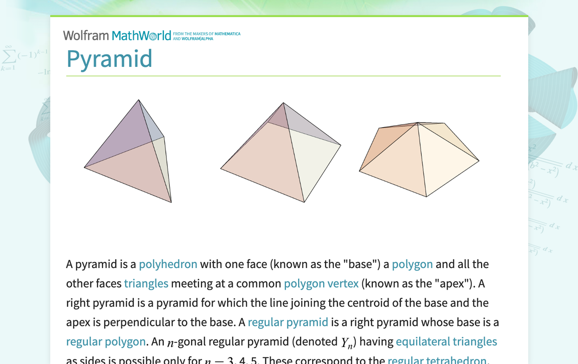 Pyramid -- from Wolfram MathWorld