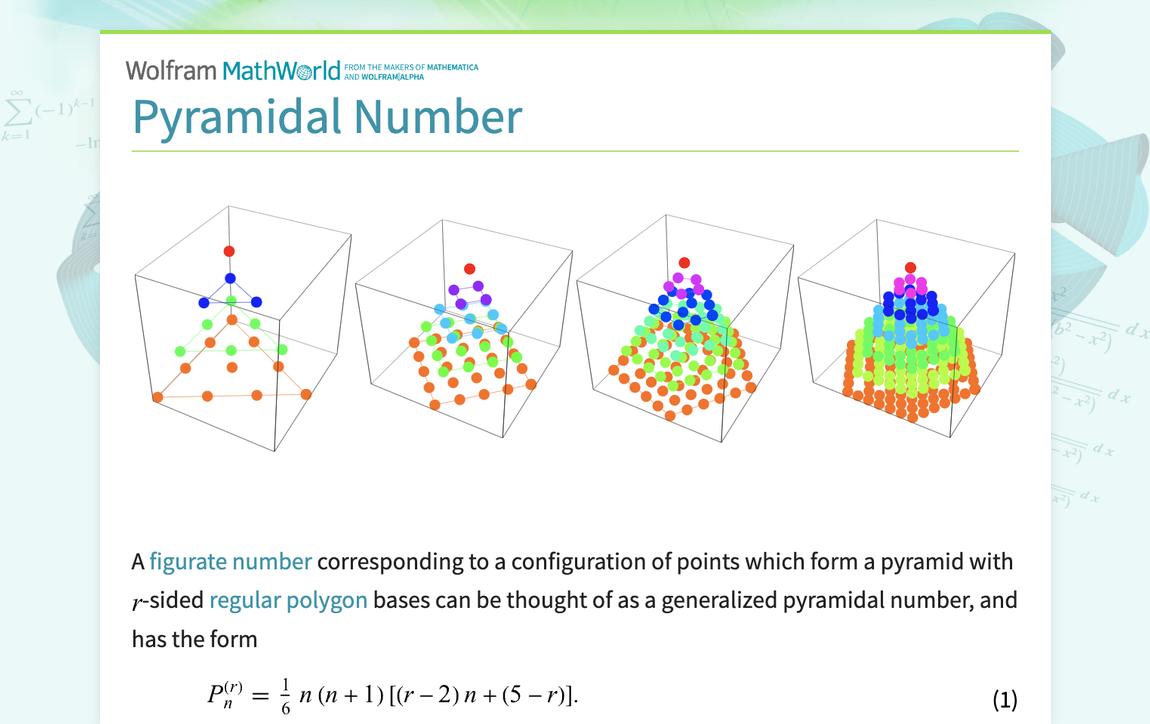 Pyramidal Number -- from Wolfram MathWorld
