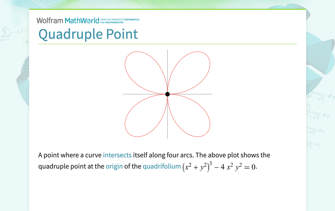 Quadruple Point -- from Wolfram MathWorld