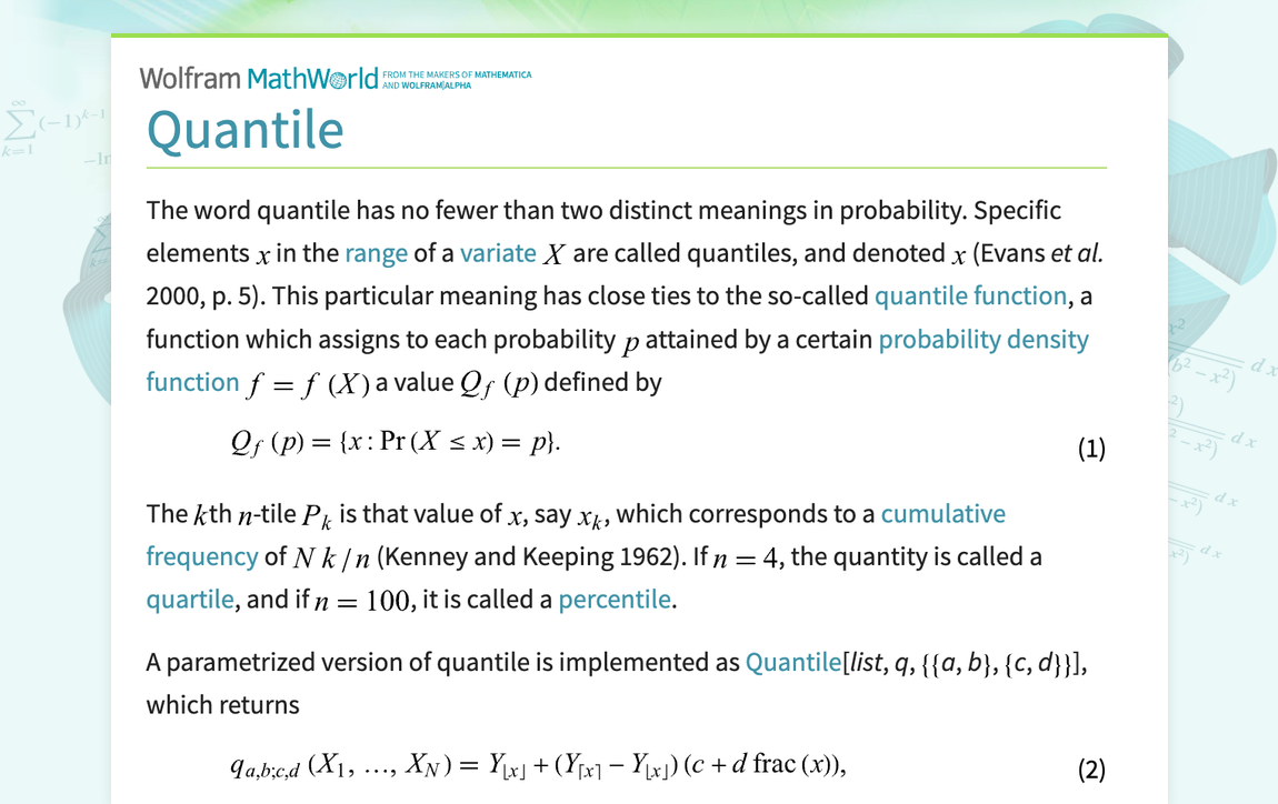 Quantile -- from Wolfram MathWorld