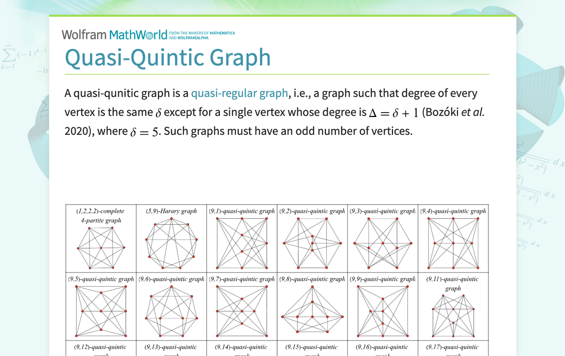 Quasi-Quintic Graph -- from Wolfram MathWorld