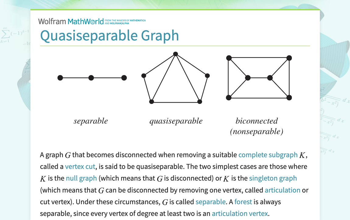 Quasiseparable Graph -- from Wolfram MathWorld