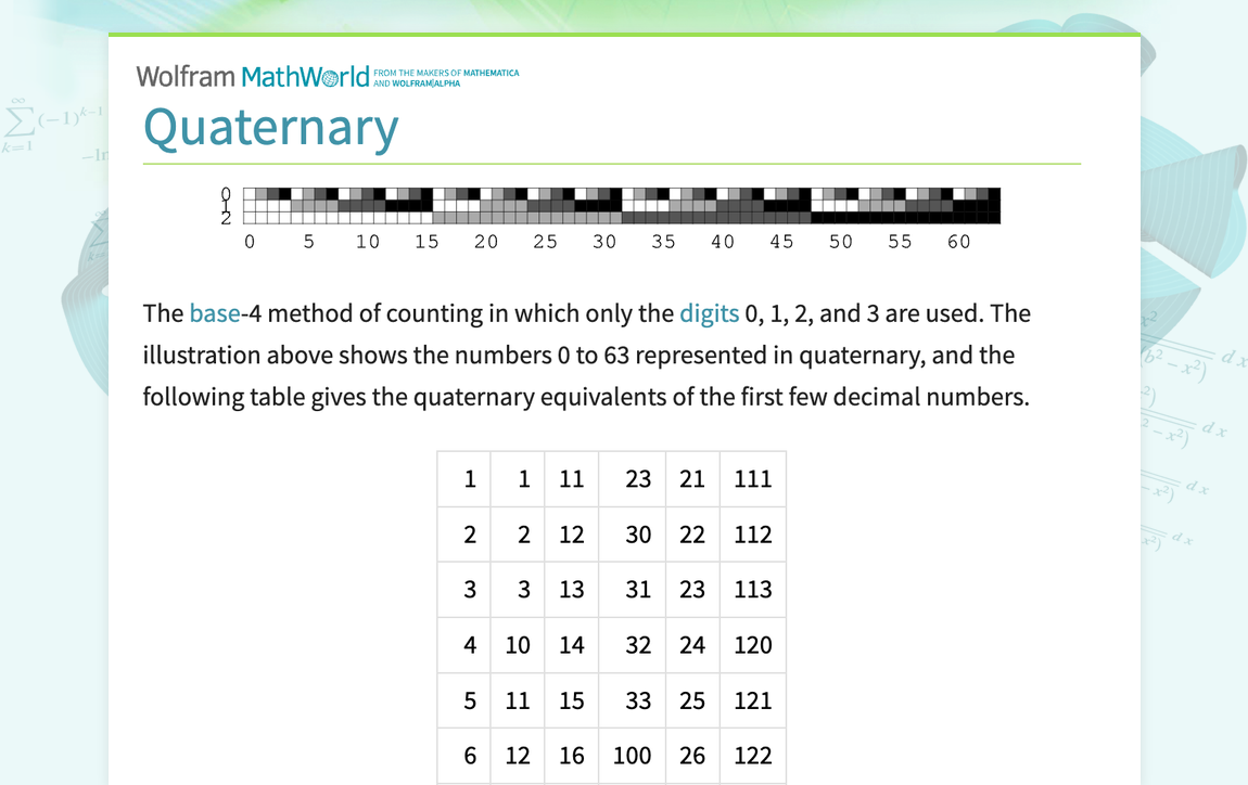 Quaternary -- from Wolfram MathWorld