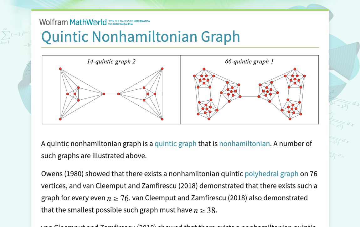 Quintic Nonhamiltonian Graph -- from Wolfram MathWorld