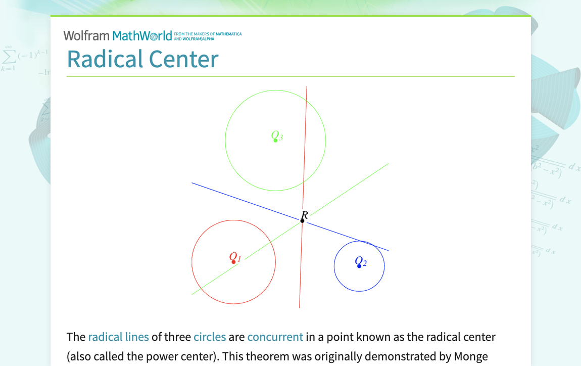 Radical Center -- from Wolfram MathWorld