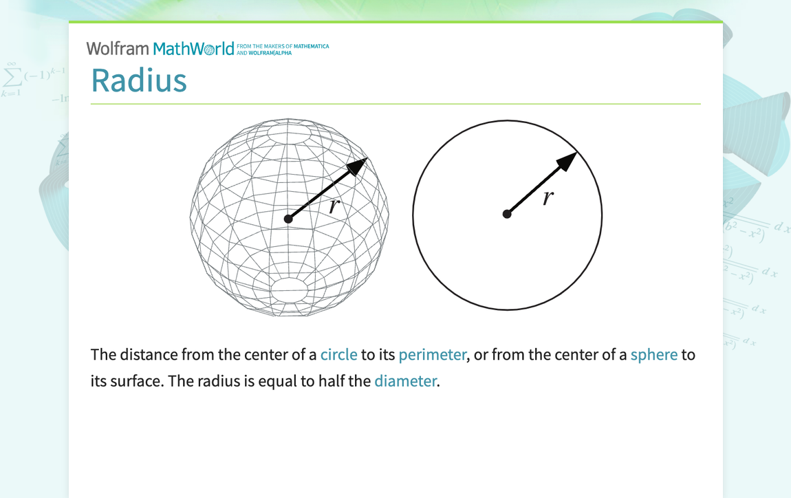 Radius -- from Wolfram MathWorld