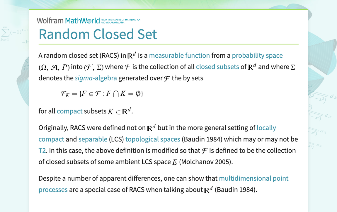 Random Closed Set -- from Wolfram MathWorld