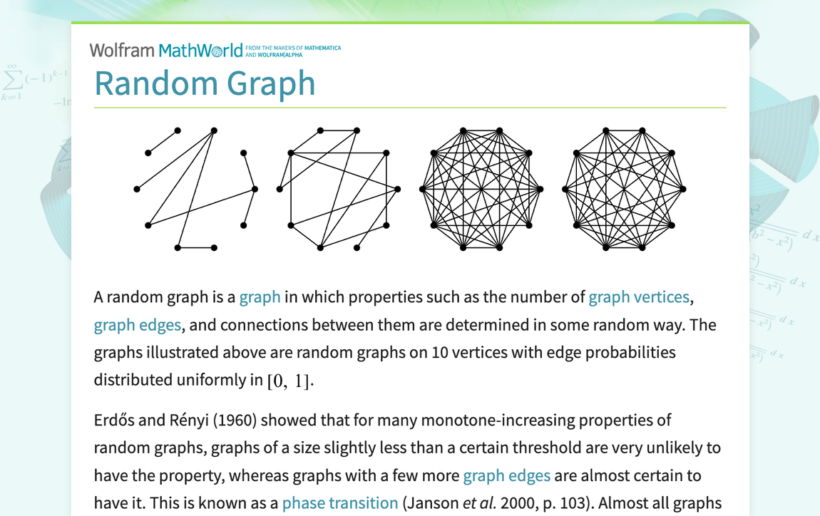 Random Graph -- from Wolfram MathWorld Random Graph -- from Wolfram MathWorld