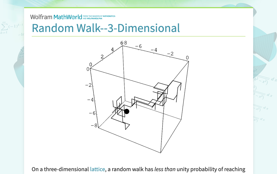 Random Walk--3-Dimensional -- from Wolfram MathWorld