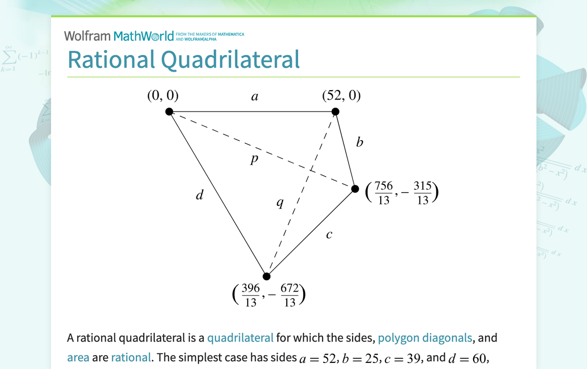 Rational Quadrilateral From Wolfram Mathworld