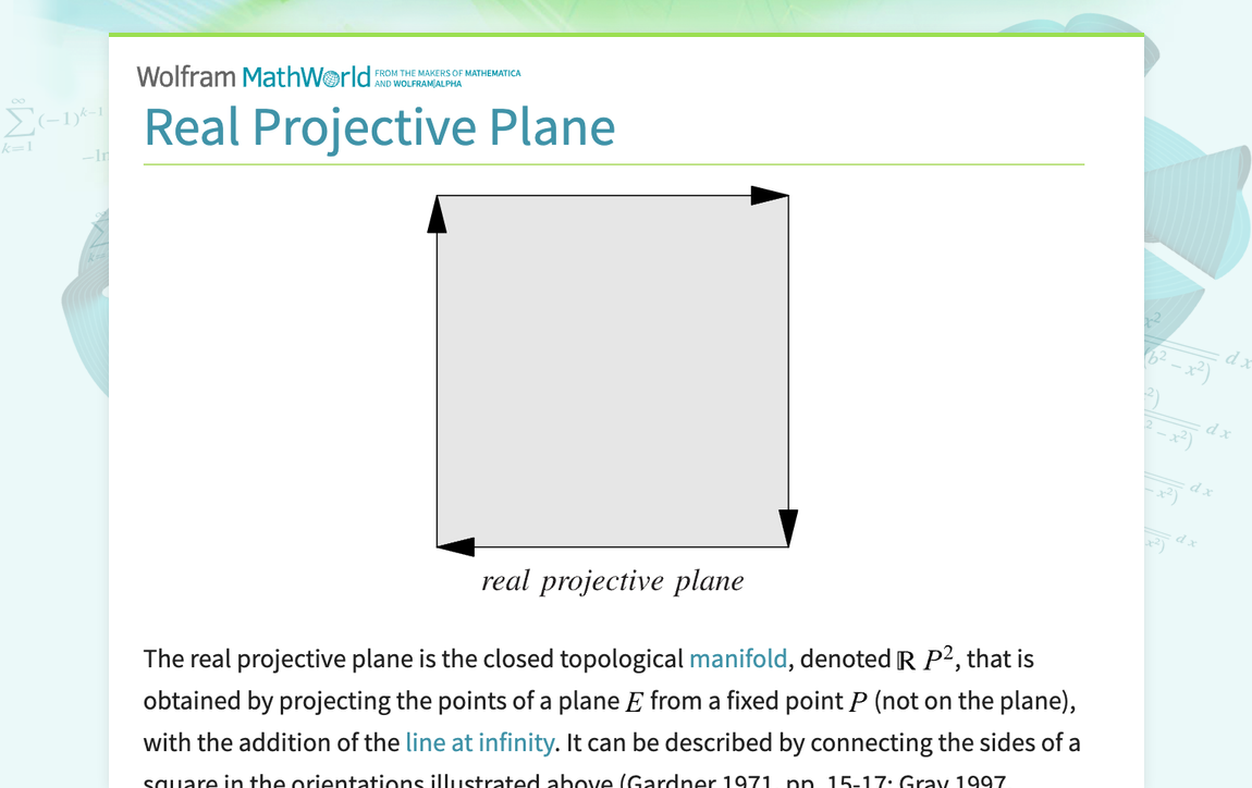 Real Projective Plane -- from Wolfram MathWorld