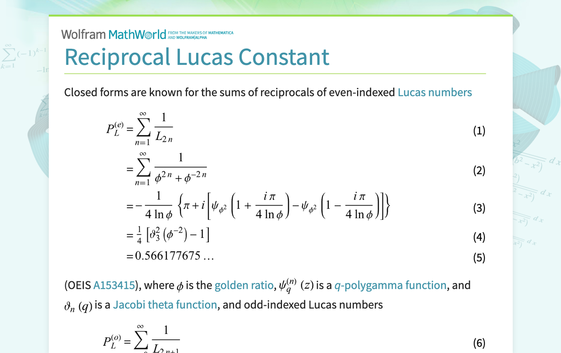 Reciprocal Lucas Constant -- from Wolfram MathWorld