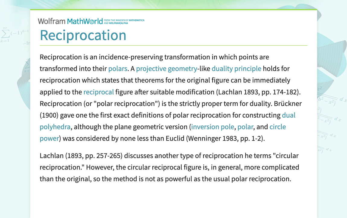 Reciprocation -- from Wolfram MathWorld
