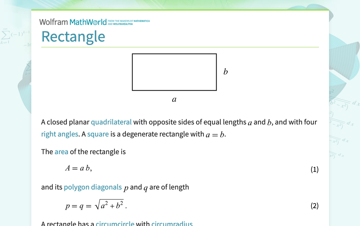 Rectangle -- from Wolfram MathWorld
