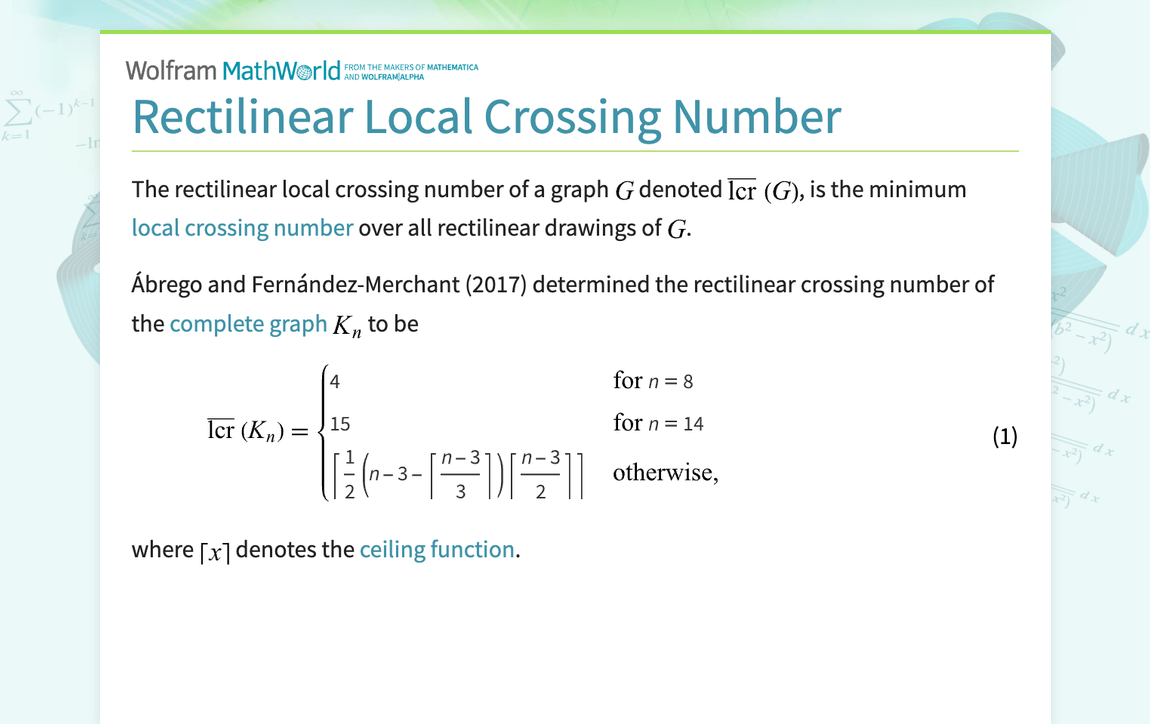 Rectilinear Local Crossing Number -- from Wolfram MathWorld