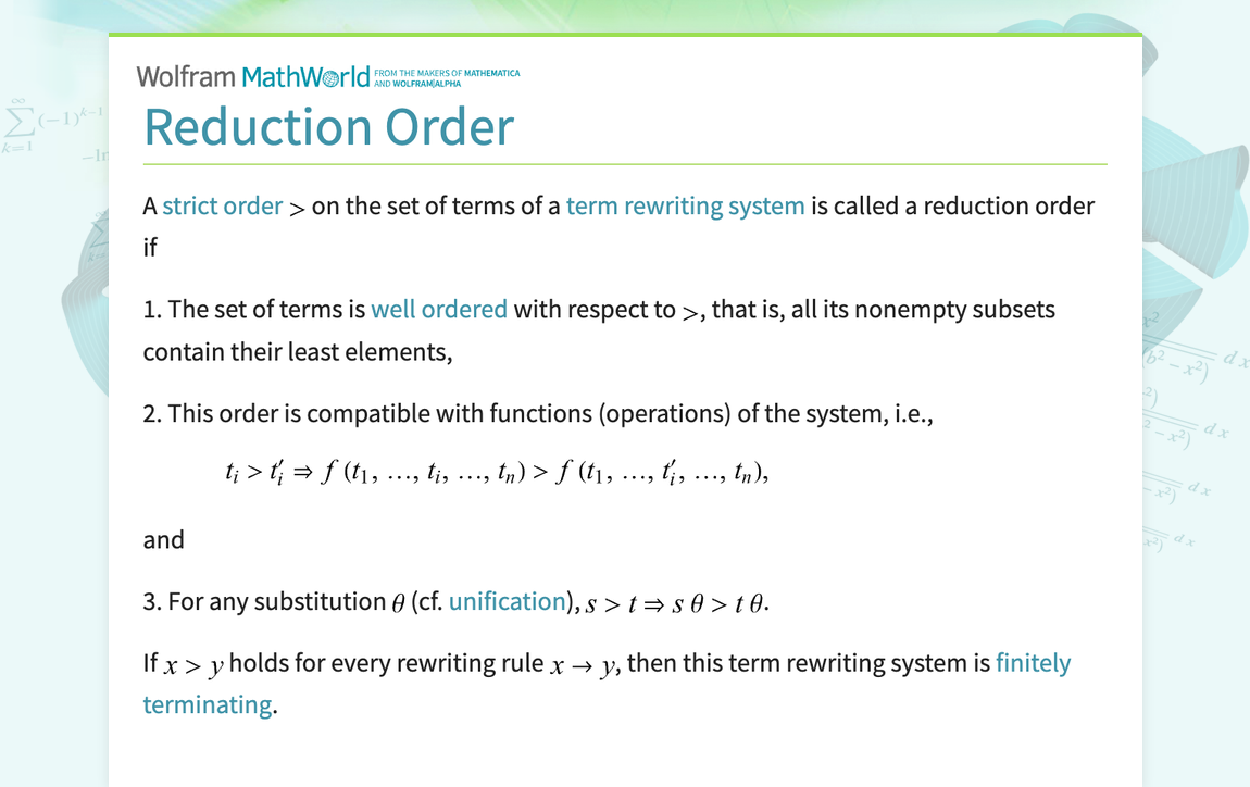 Reduction Order -- from Wolfram MathWorld