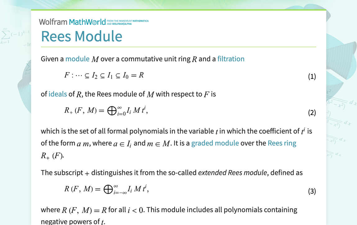 Rees Module -- from Wolfram MathWorld