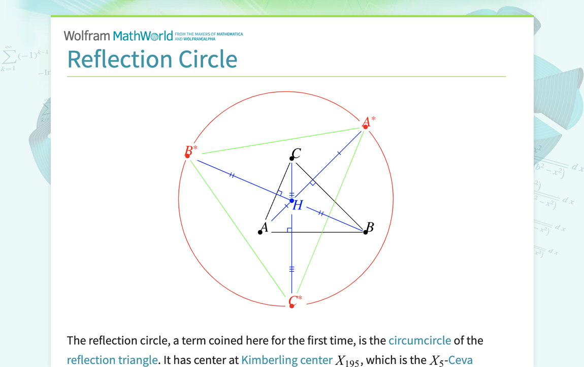 Reflection Circle -- from Wolfram MathWorld