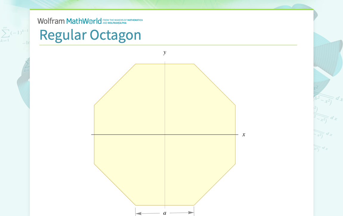 Regular Octagon -- from Wolfram MathWorld