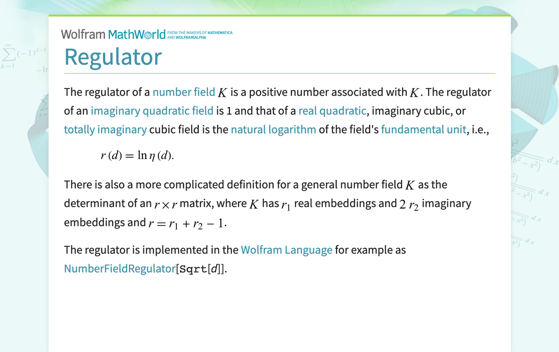 Regulator -- from Wolfram MathWorld