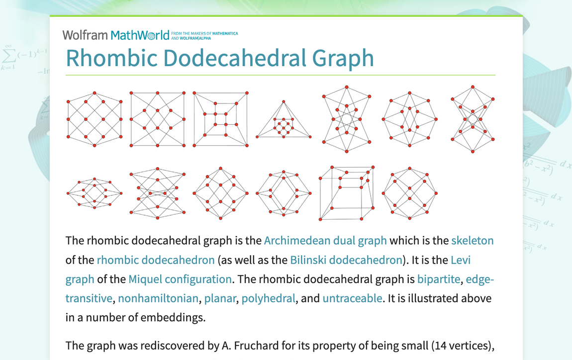 Rhombic Dodecahedral Graph -- from Wolfram MathWorld