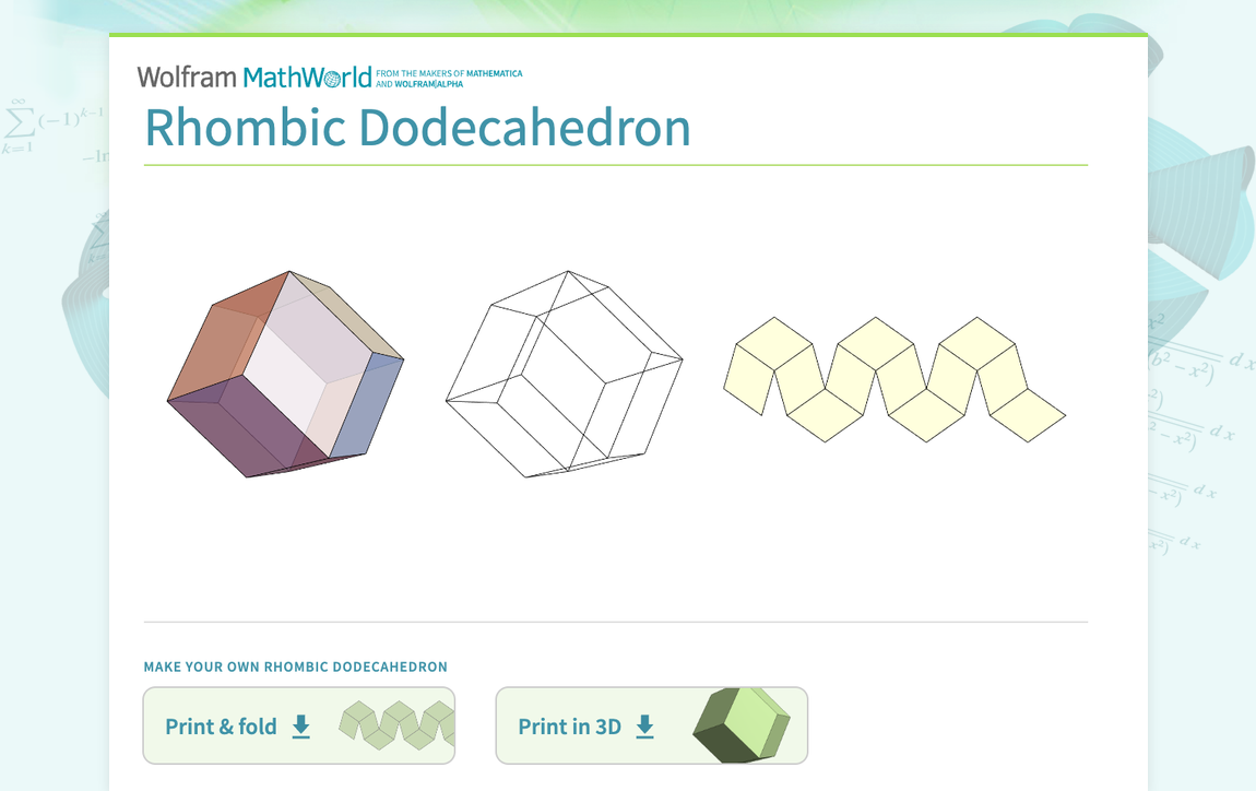 Rhombic Dodecahedron -- from Wolfram MathWorld