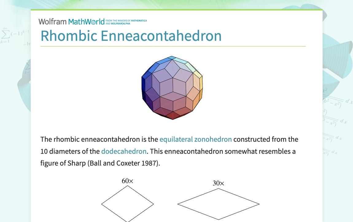 Rhombic Enneacontahedron -- from Wolfram MathWorld