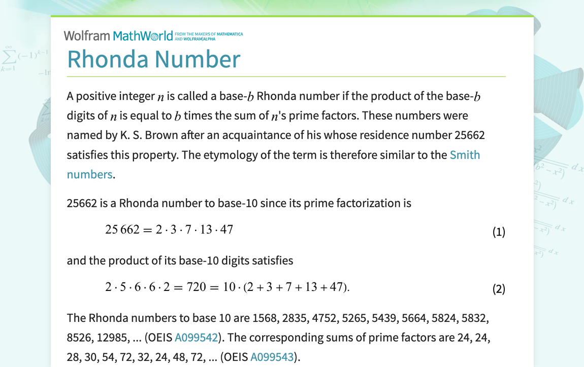 Rhonda Number -- from Wolfram MathWorld