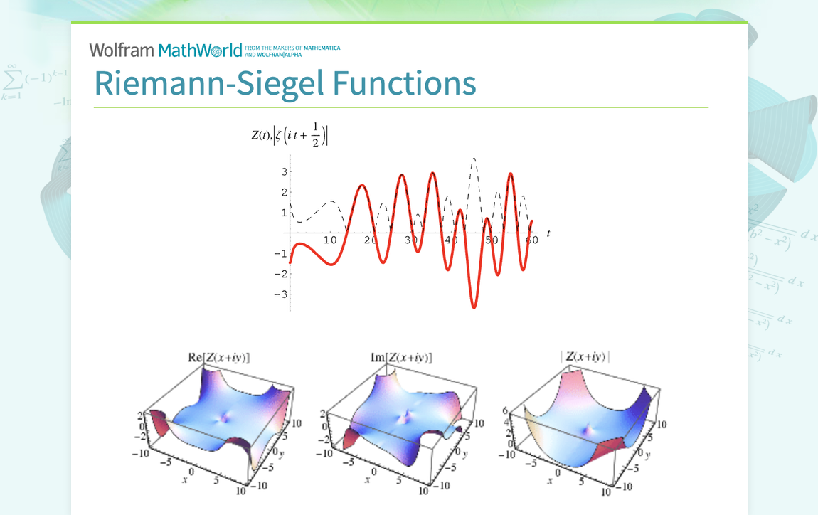 Riemann-Siegel Functions -- from Wolfram MathWorld