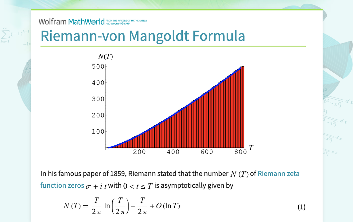 Riemann-von Mangoldt Formula -- from Wolfram MathWorld