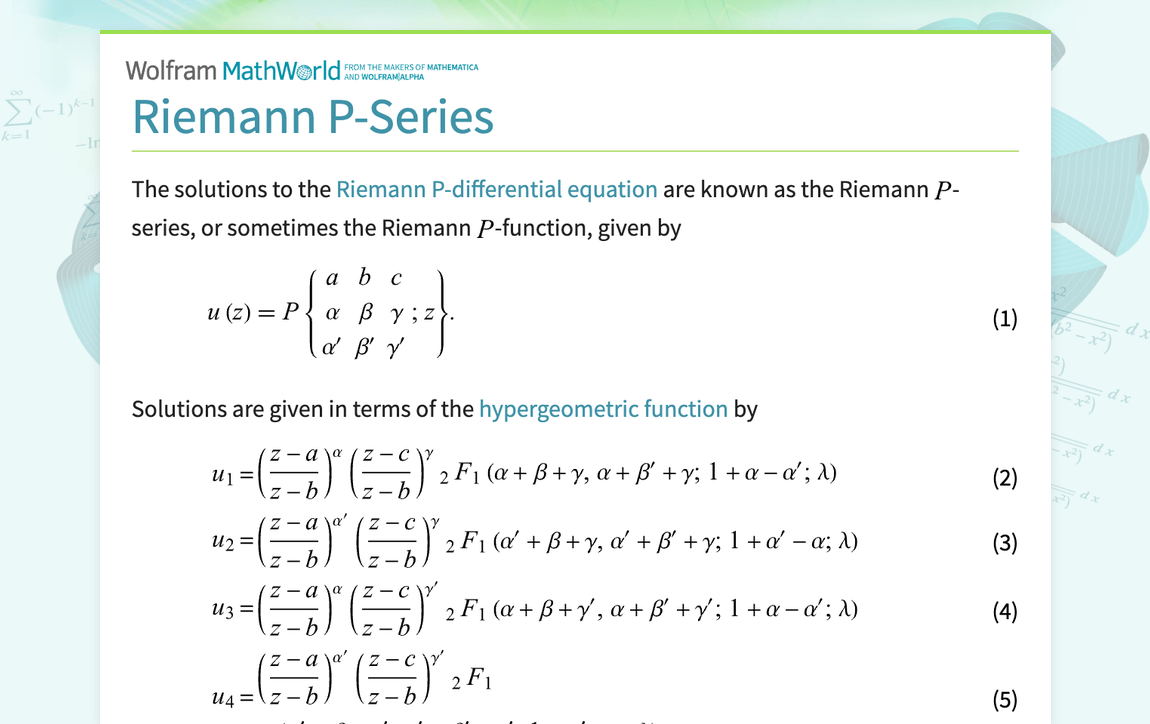 Riemann P-Series -- from Wolfram MathWorld