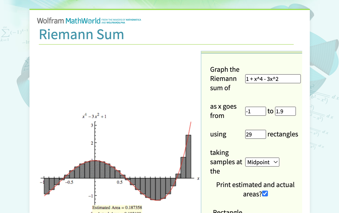 Riemann Sum -- from Wolfram MathWorld