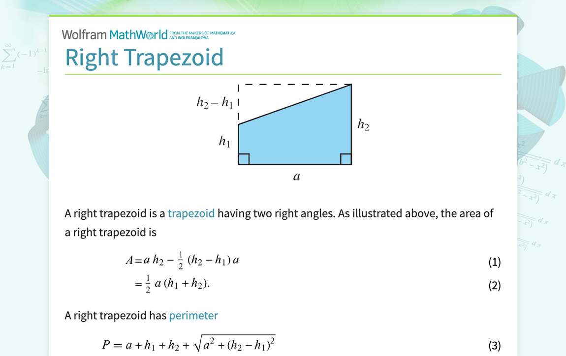 Right Trapezoid Area Perimeter And Area Of A Trapezoid (Video
