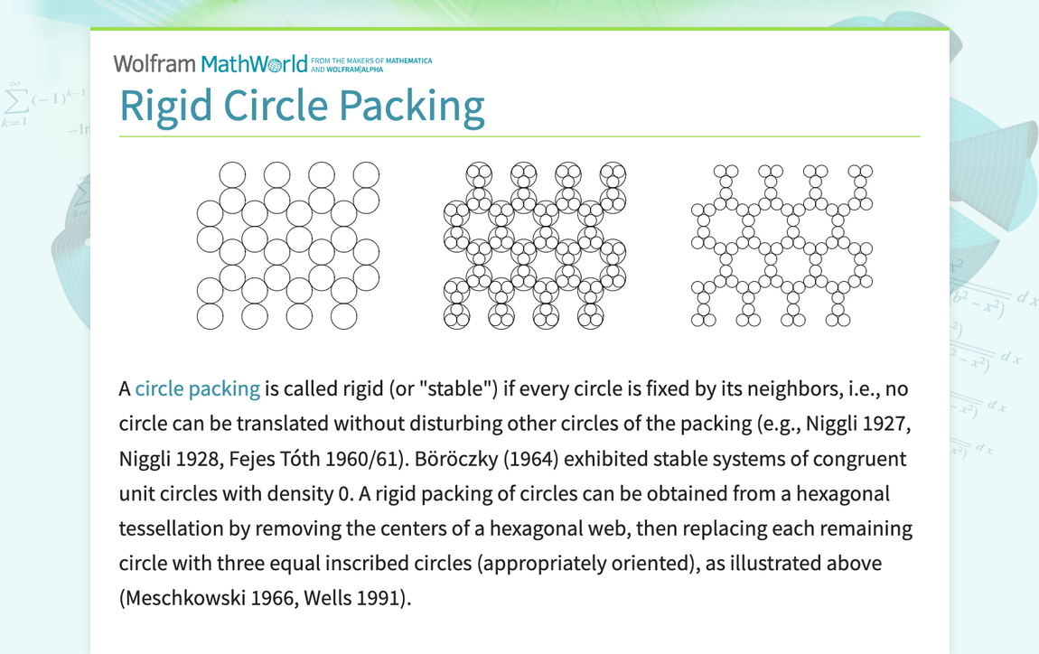 Rigid Circle Packing -- from Wolfram MathWorld