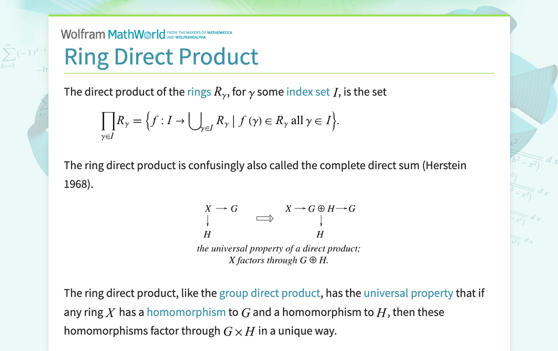 Ring Direct Product -- from Wolfram MathWorld