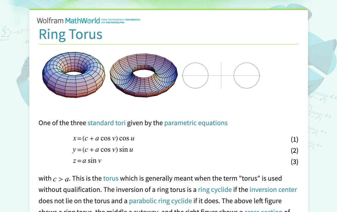 Ring Torus -- from Wolfram MathWorld