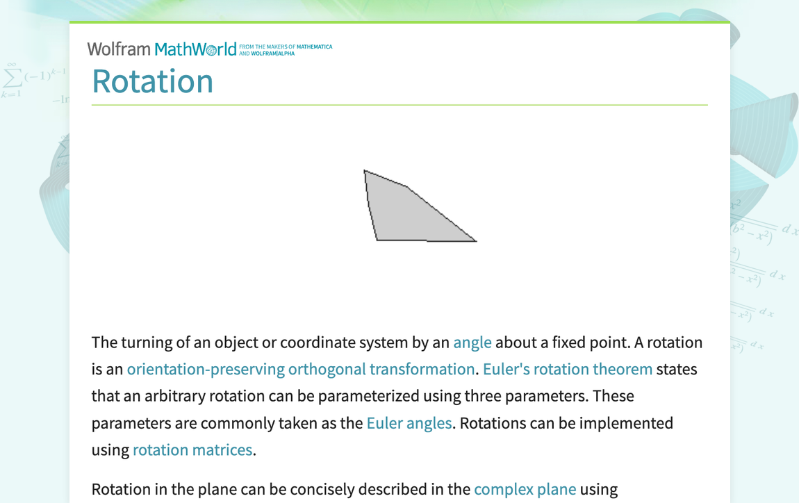 Rotation -- from Wolfram MathWorld