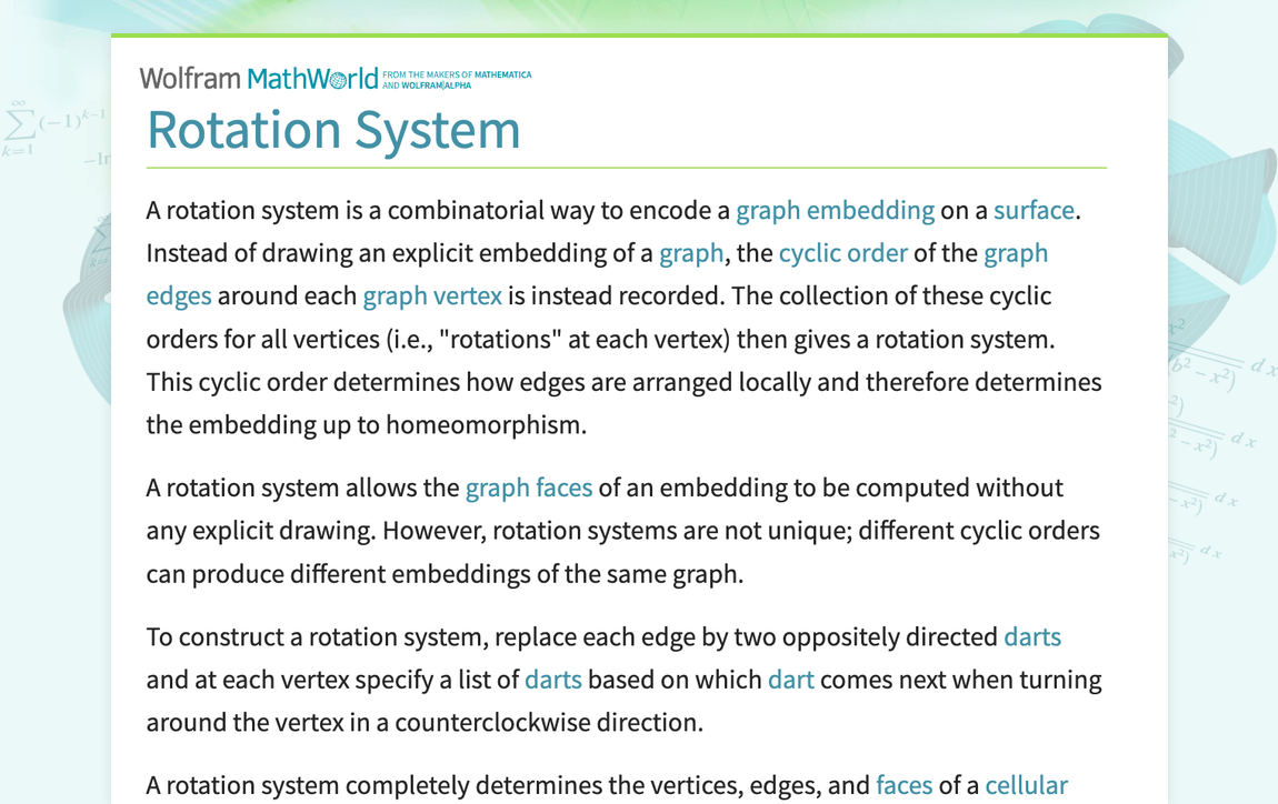 Rotation System -- from Wolfram MathWorld
