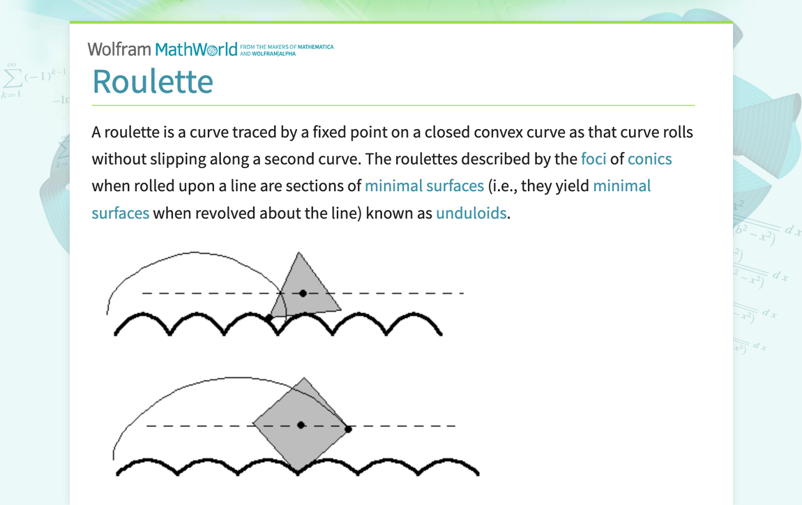 Roulette -- from Wolfram MathWorld