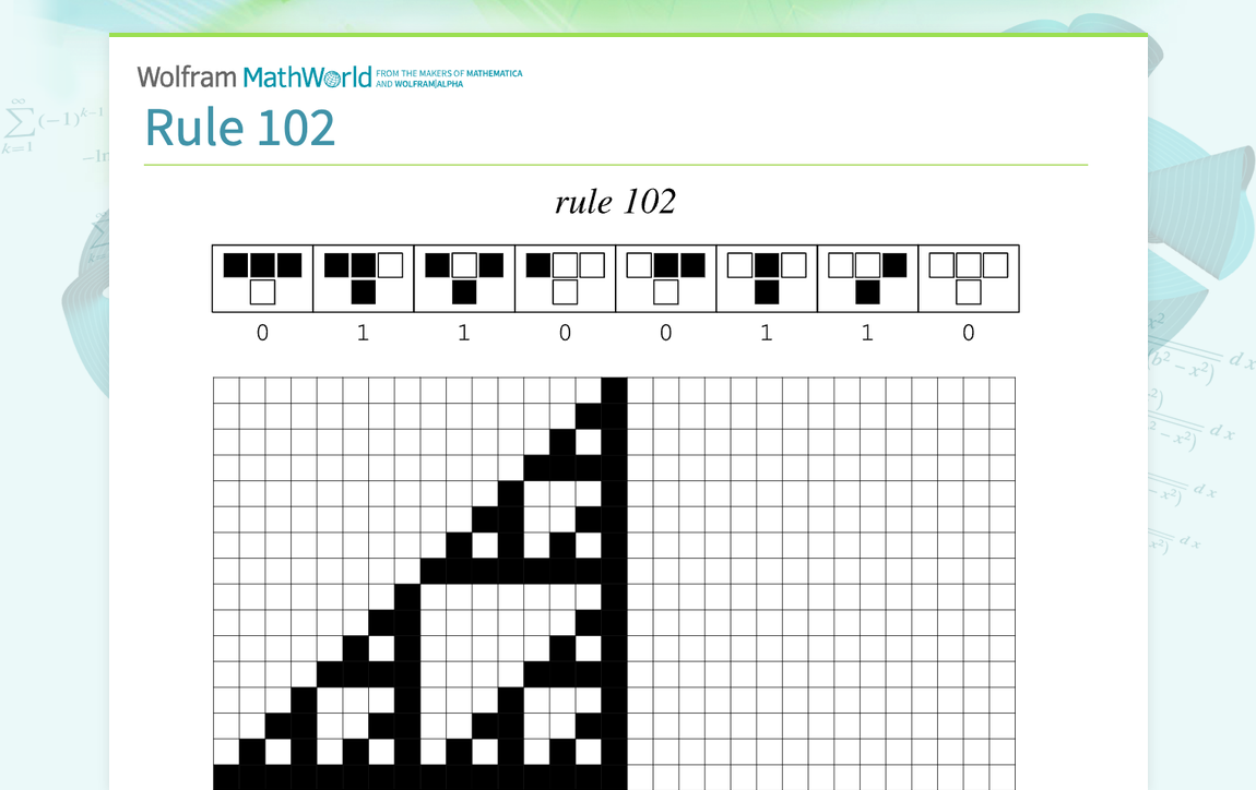 Rule 102 -- from Wolfram MathWorld