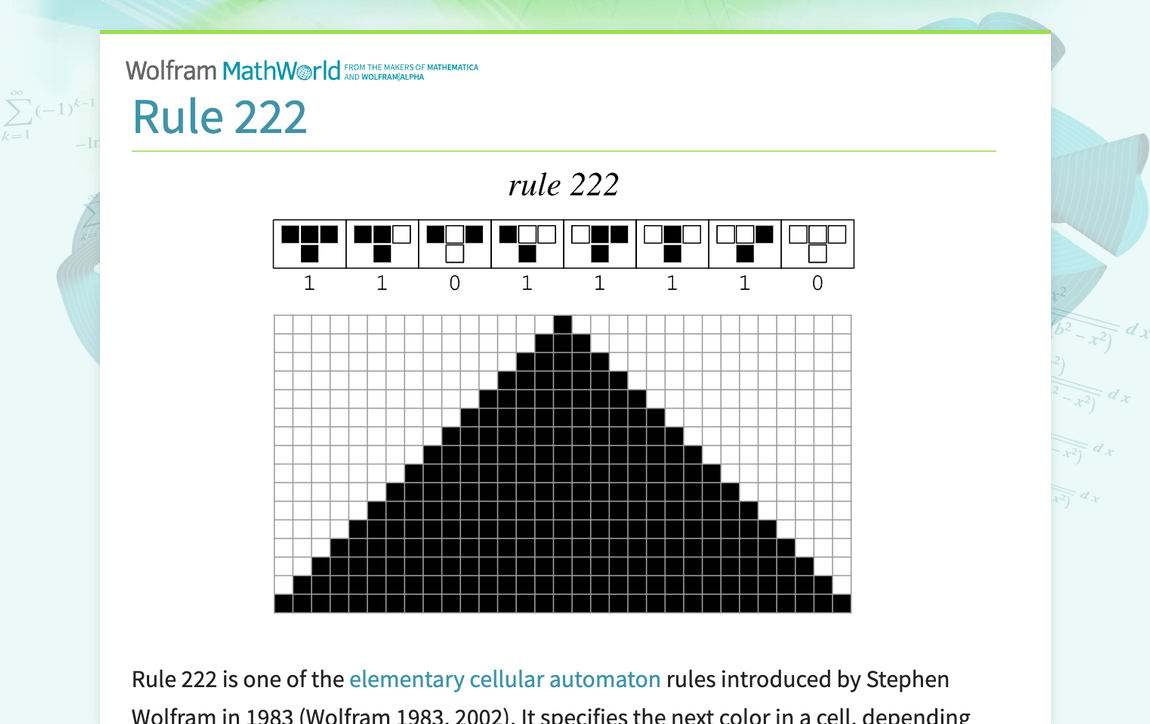 Rule 222 -- from Wolfram MathWorld