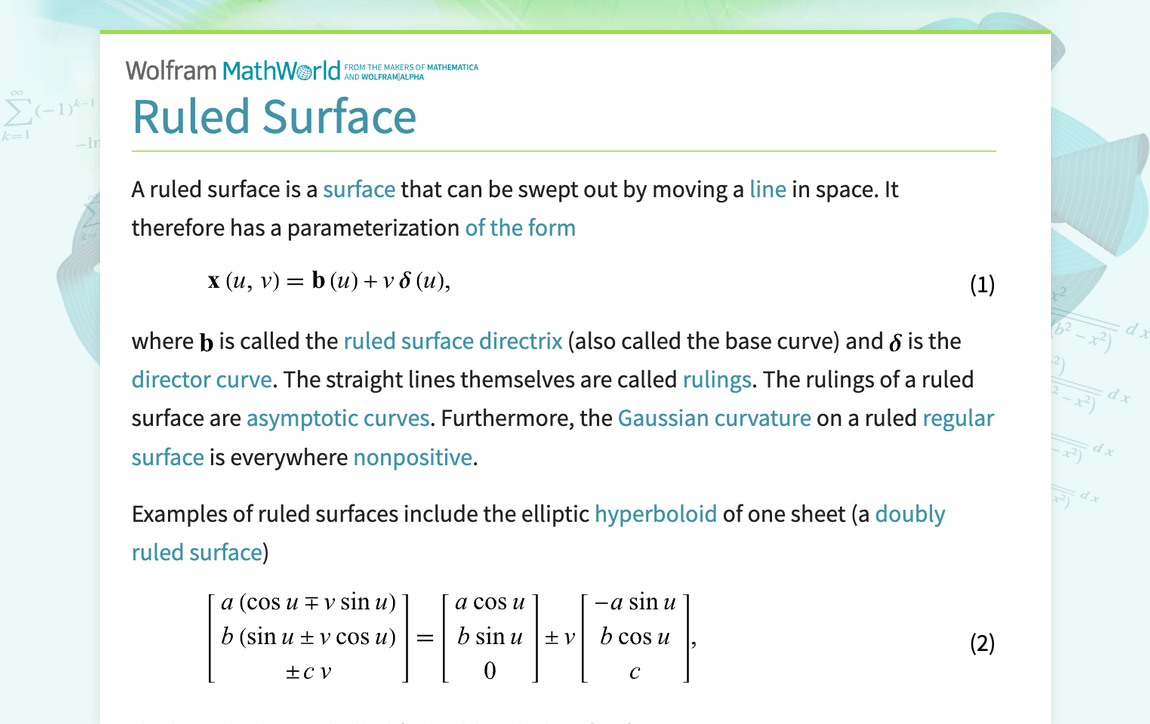 Ruled Surface -- from Wolfram MathWorld