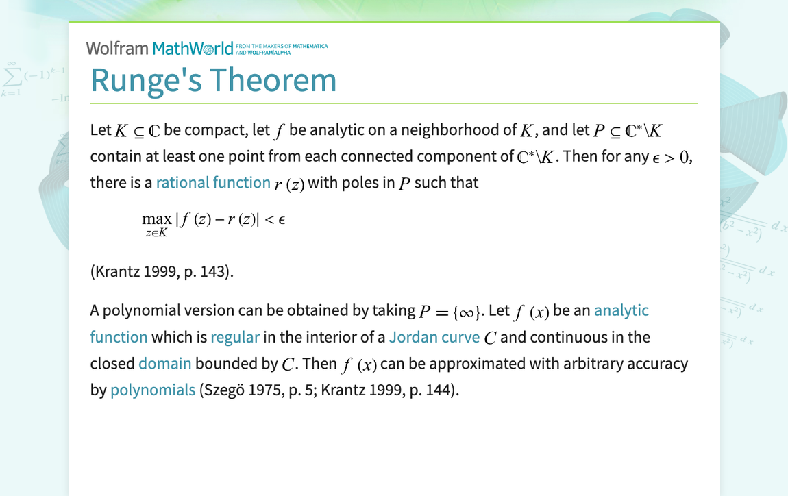 Runge's Theorem -- from Wolfram MathWorld