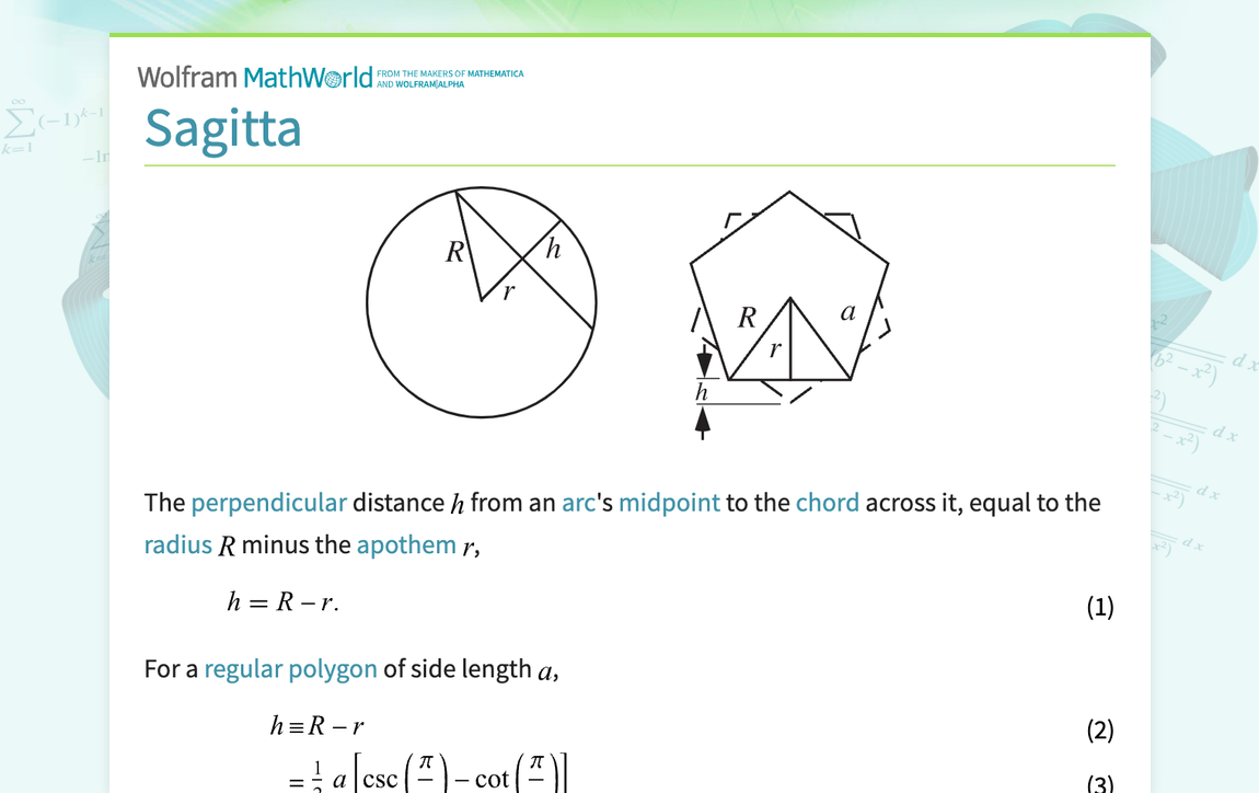 Sagitta -- from Wolfram MathWorld