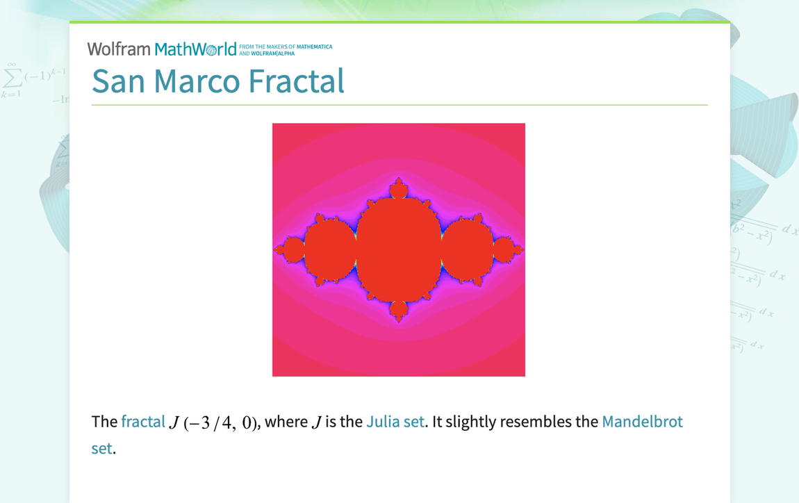 San Marco Fractal -- from Wolfram MathWorld