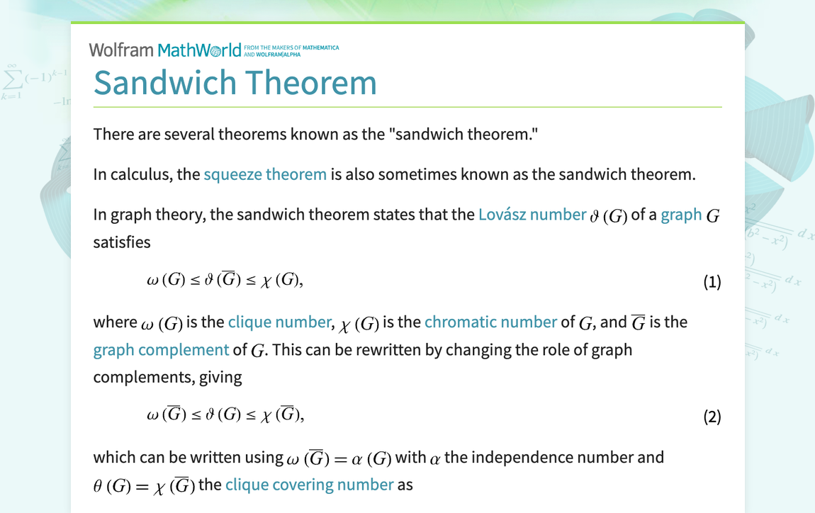 Sandwich Theorem -- from Wolfram MathWorld