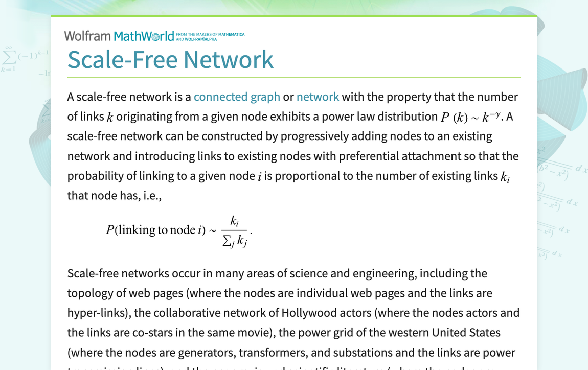 Scale-Free Network -- from Wolfram MathWorld