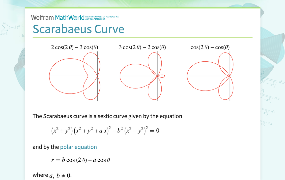 Scarabaeus Curve -- from Wolfram MathWorld